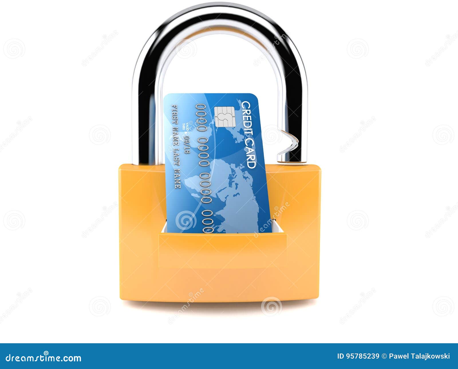 Padlock with credit card stock illustration. Illustration of creditcard ...