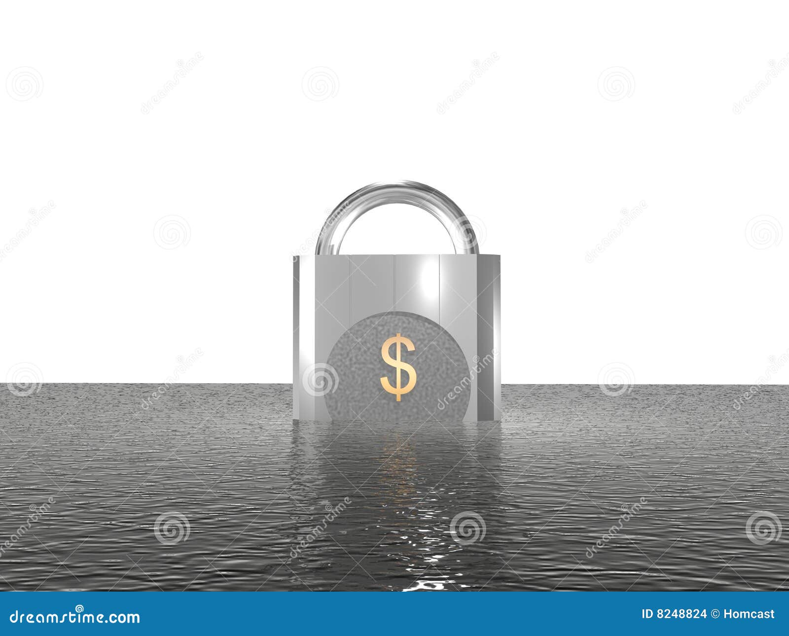 Padlock with Dollar Symbol in Ocean Stock Illustration - Illustration ...