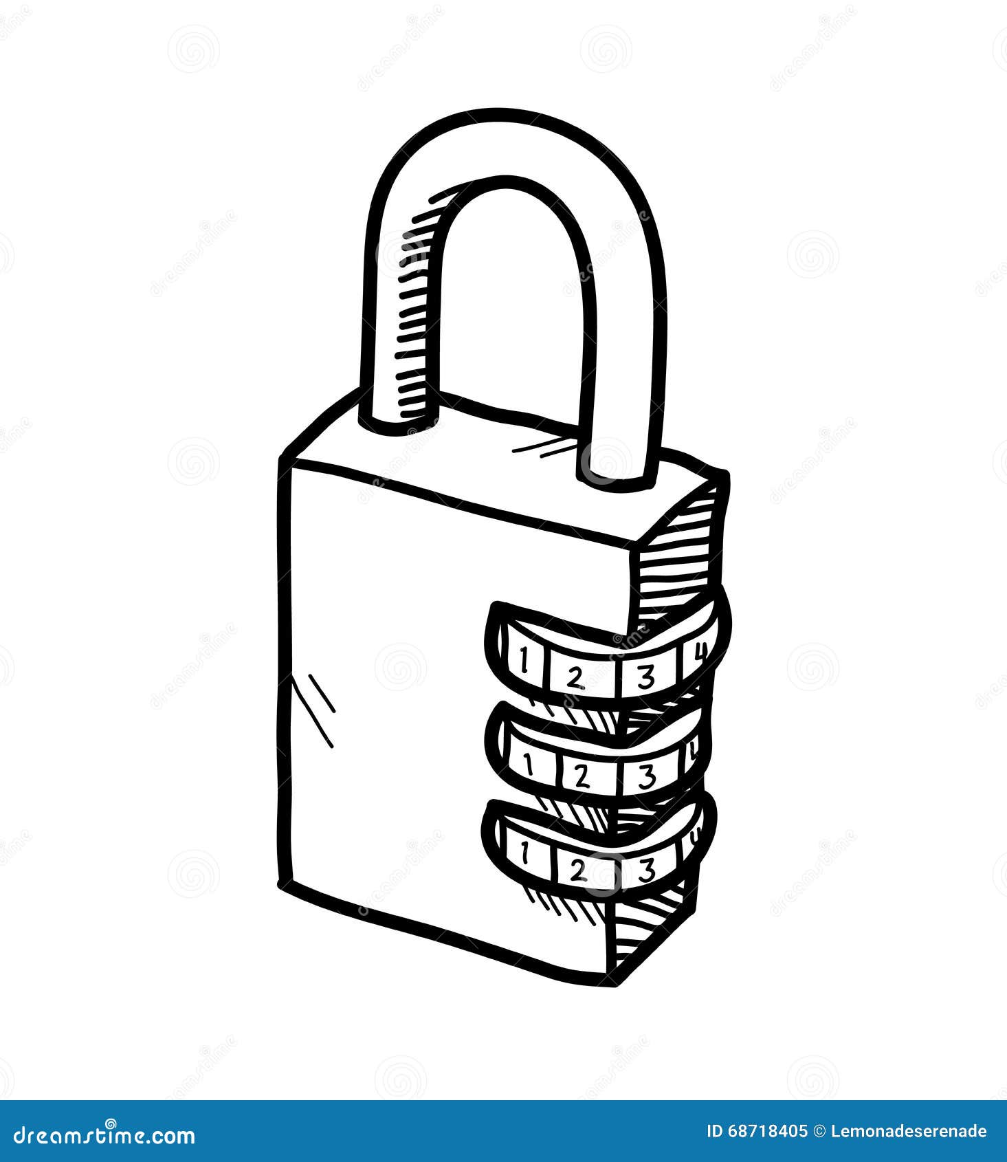 Padlock Doodle stock vector. Illustration of lock, drawn - 68718405