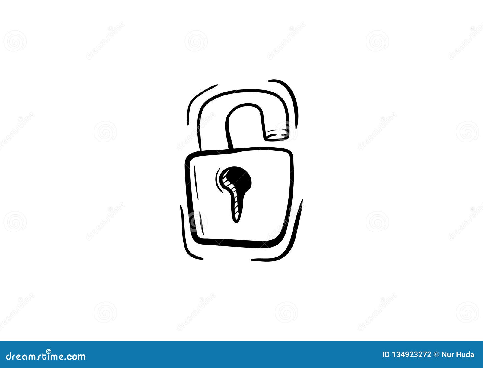 Padlock Doodle Icon Vector with Drawing Stock Illustration ...