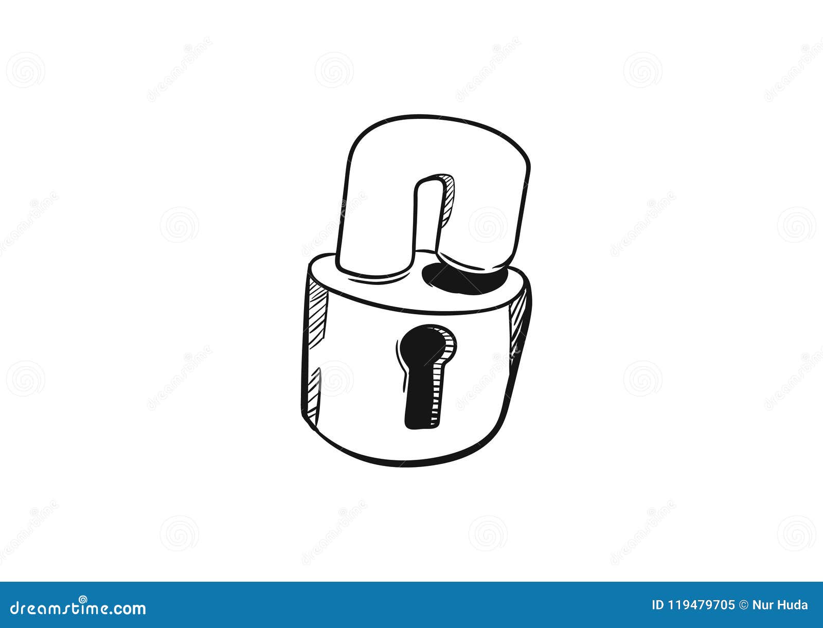 Padlock Doodle Icon Vector With Drawing Stock Illustration ...