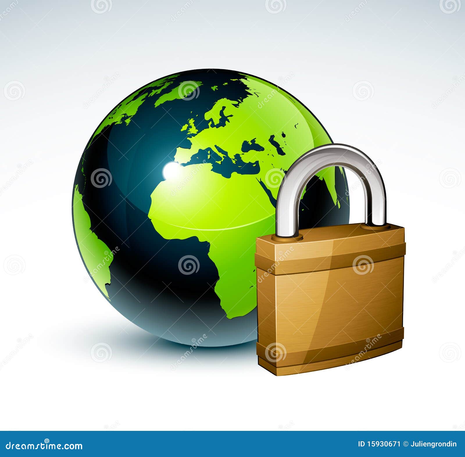 Padlock and Earth globe stock vector. Illustration of world - 15930671