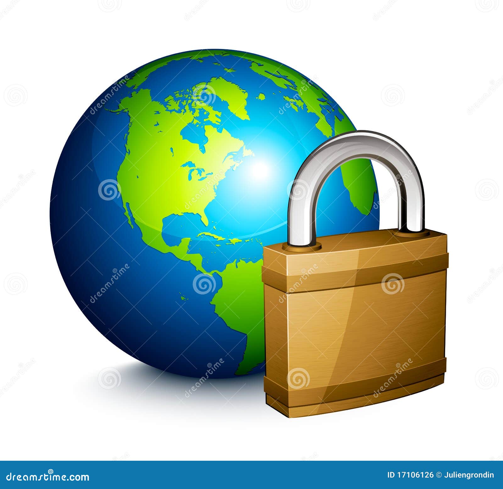 Padlock and Earth globe stock illustration. Illustration of isolated ...