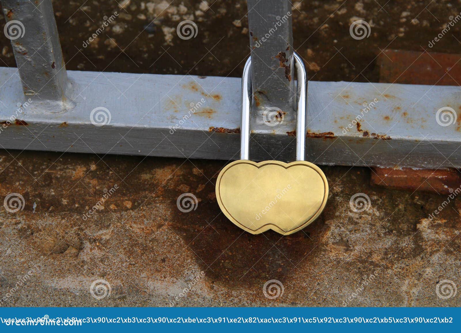 Padlock on fence one stock photo. Image of object, retro - 160658366