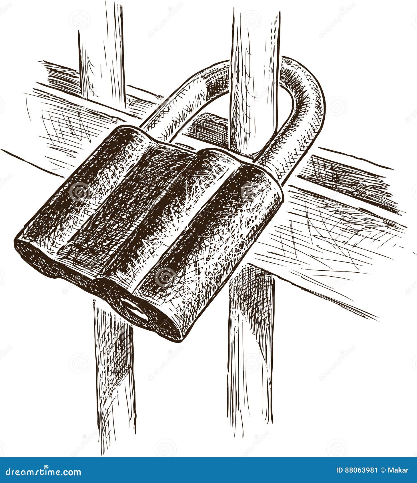 The padlock on a fencing stock vector. Illustration of fencing - 88063981