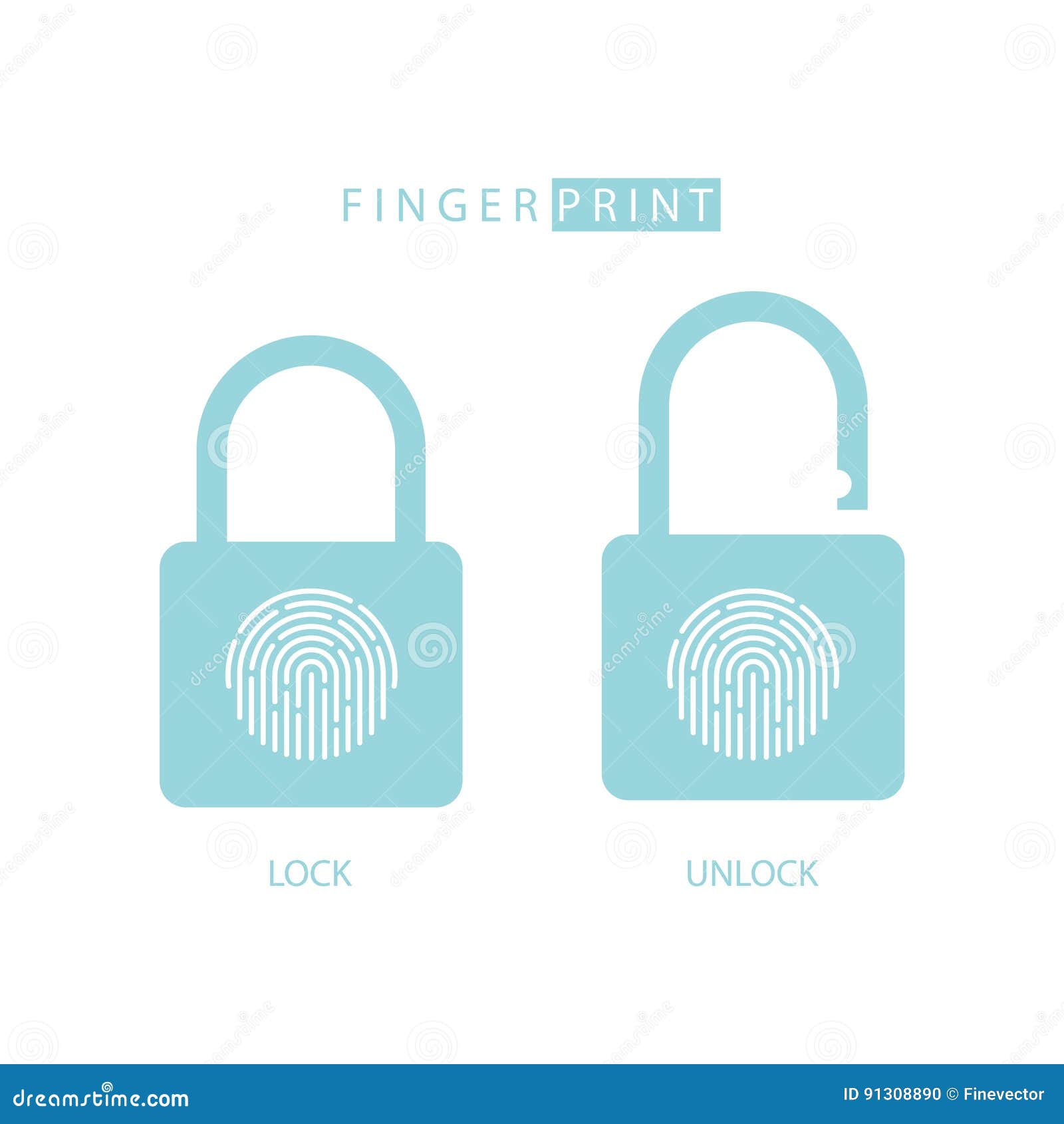 Padlock with Fingerprint Touch ID. Lock and Unlock. Concept Password ...