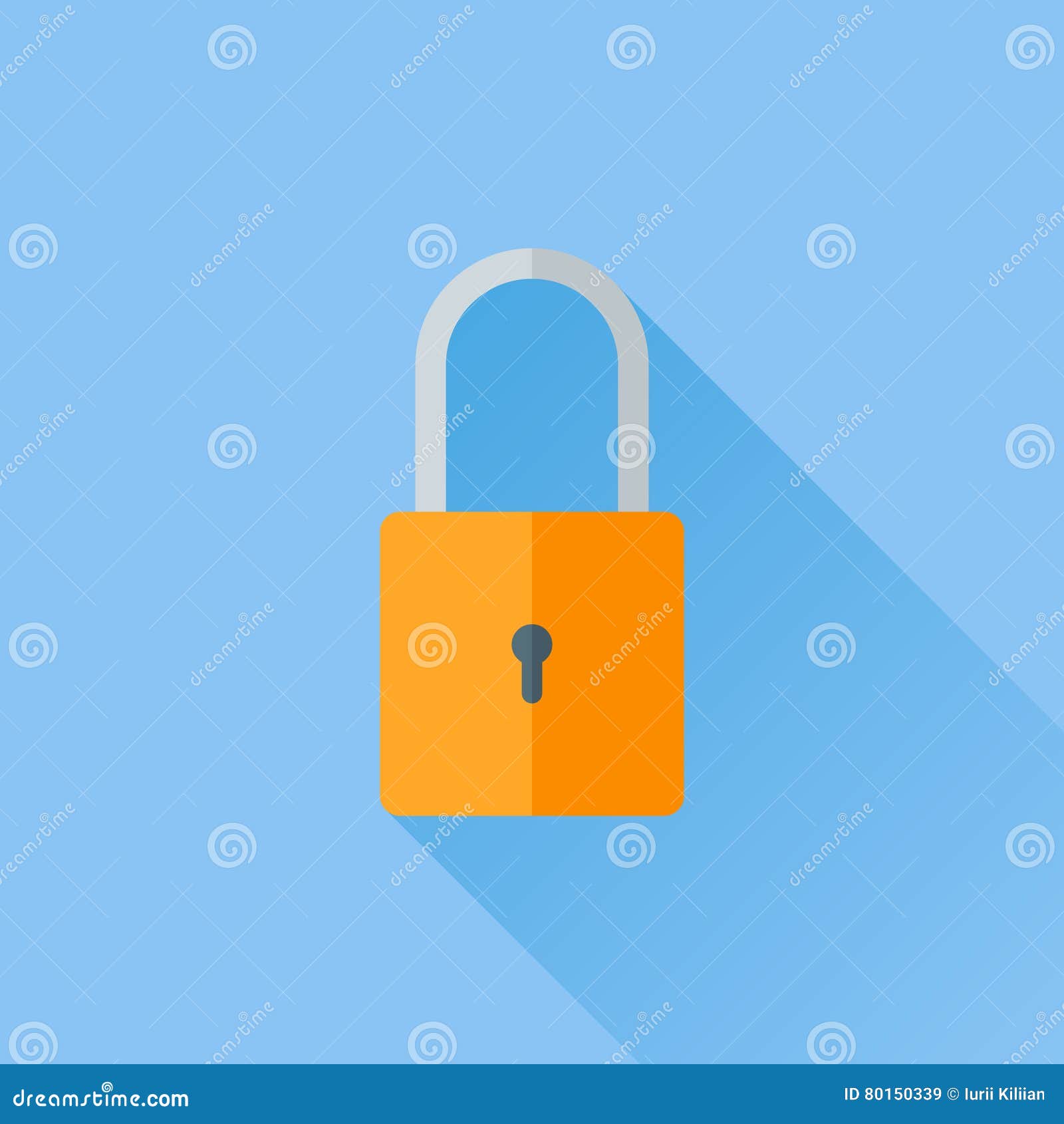 Padlock Flat Style Icon with Long Shadow Stock Vector - Illustration of ...