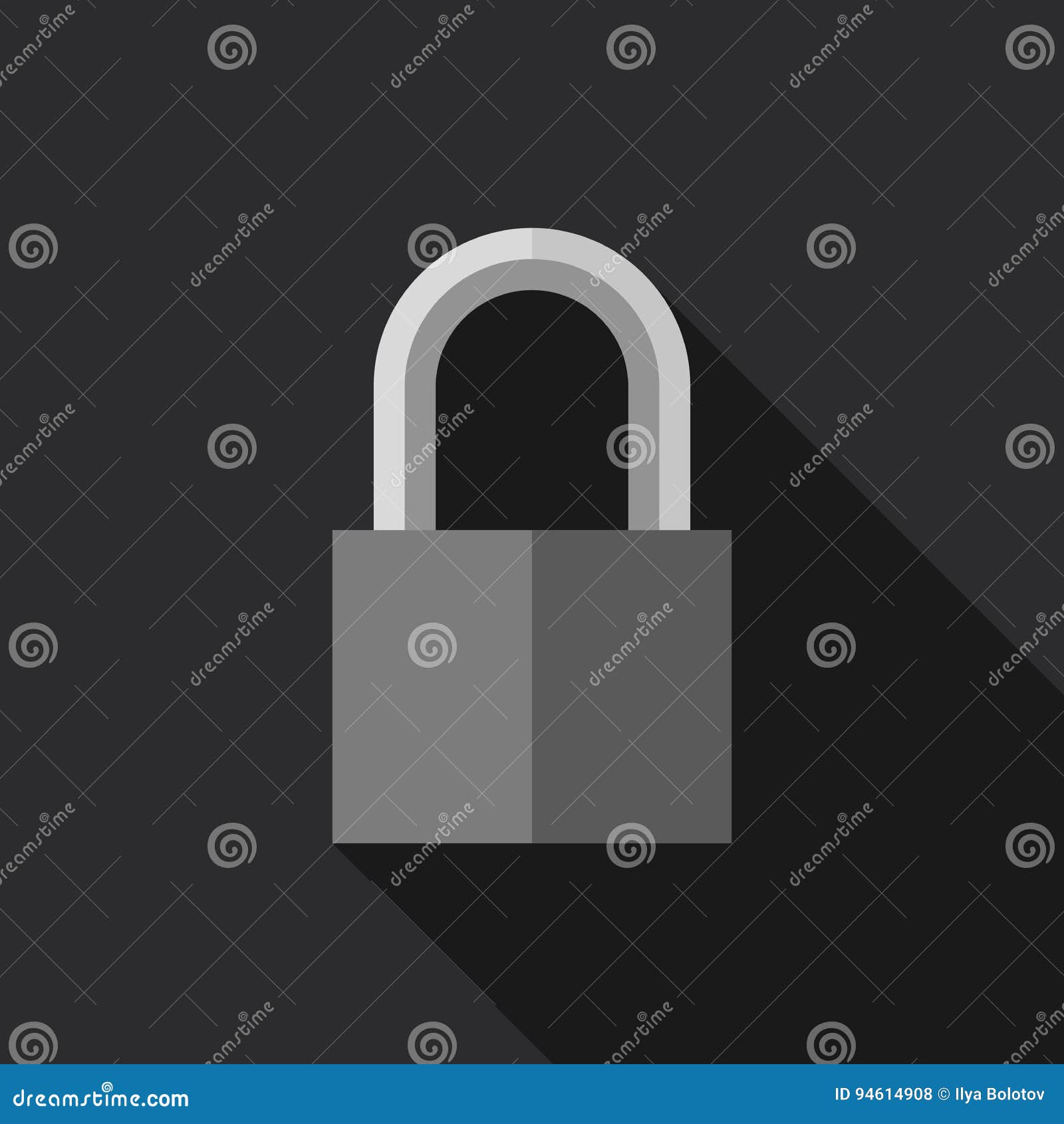 Padlock in flat style stock vector. Illustration of element - 94614908
