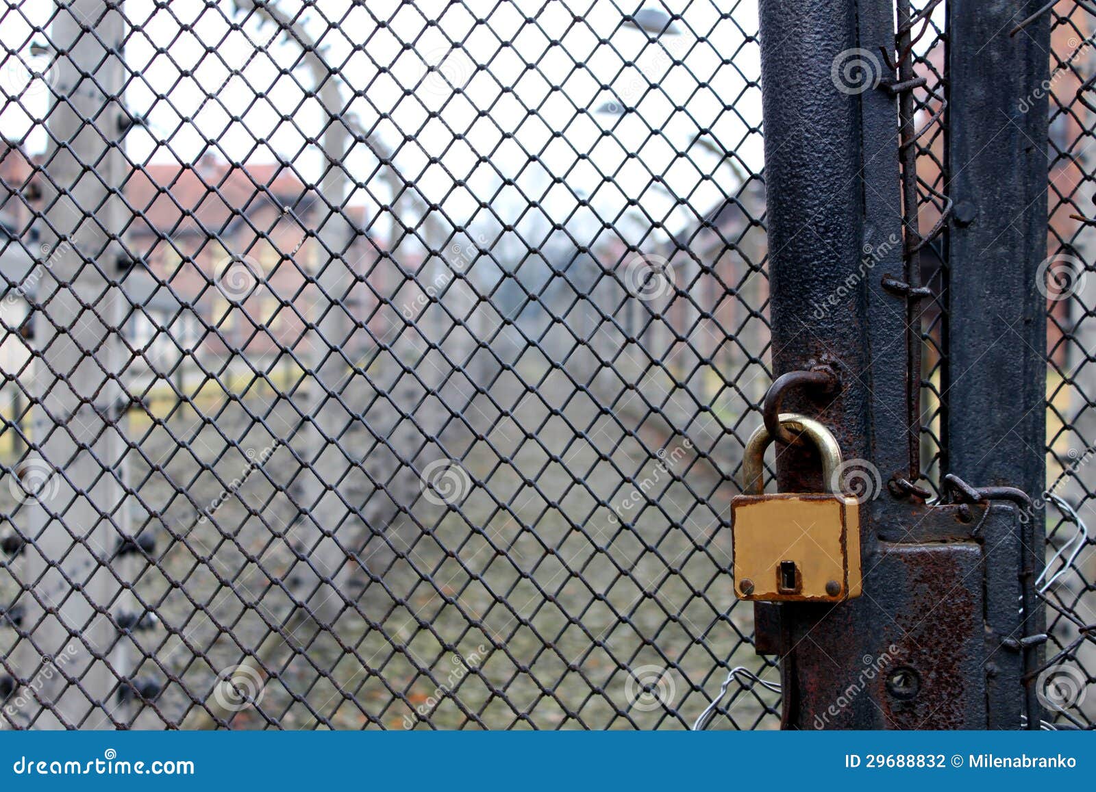 Padlock on a gate stock photo. Image of prison, lock - 29688832