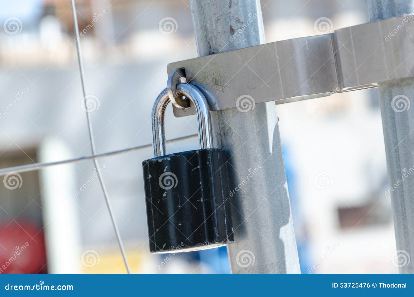 Padlock on a gate stock photo. Image of shut, concrete - 53725476