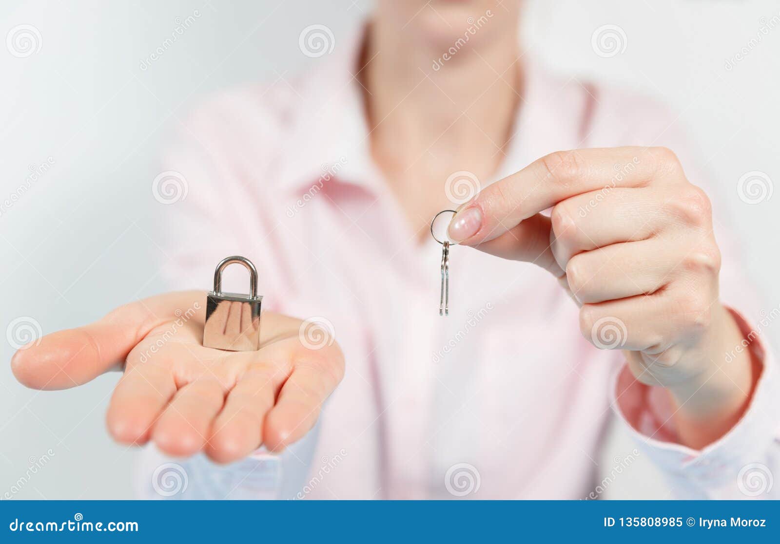 Padlock on the Hand Metal Lock Stock Image - Image of hand, data: 135808985