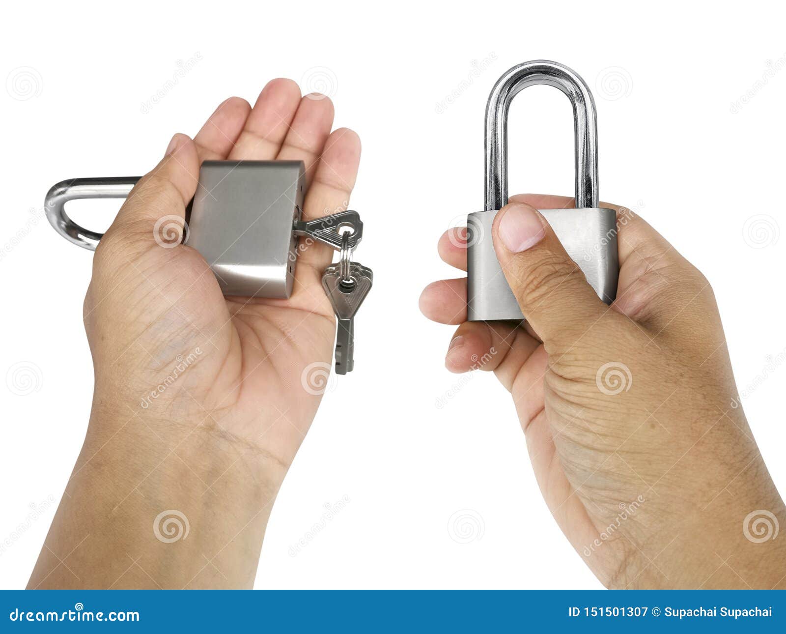 Padlock in Hands on Isolated White Background Stock Image - Image of ...