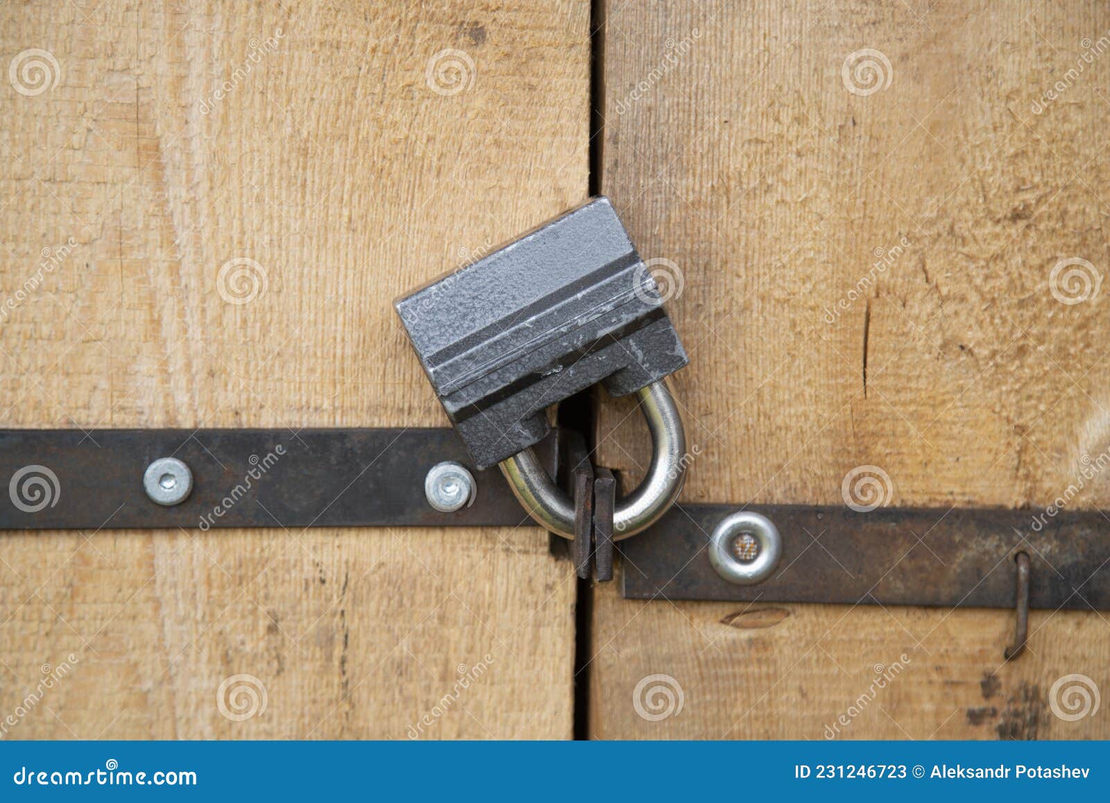 Padlock Hanging on the Doors.Lock for Doors Stock Image - Image of ...