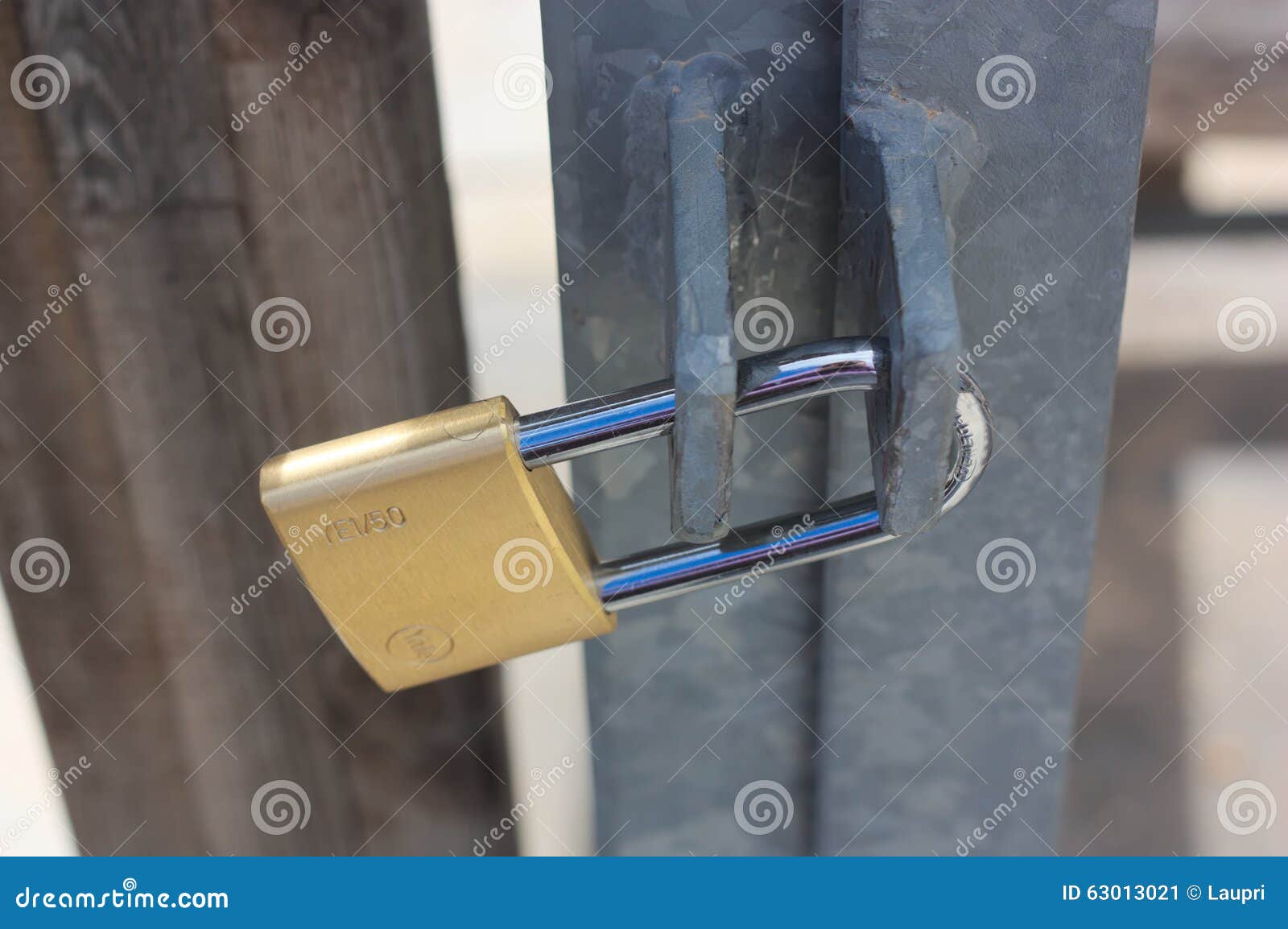 Padlock Hanging on the Metal Door Stock Image - Image of brown, number ...