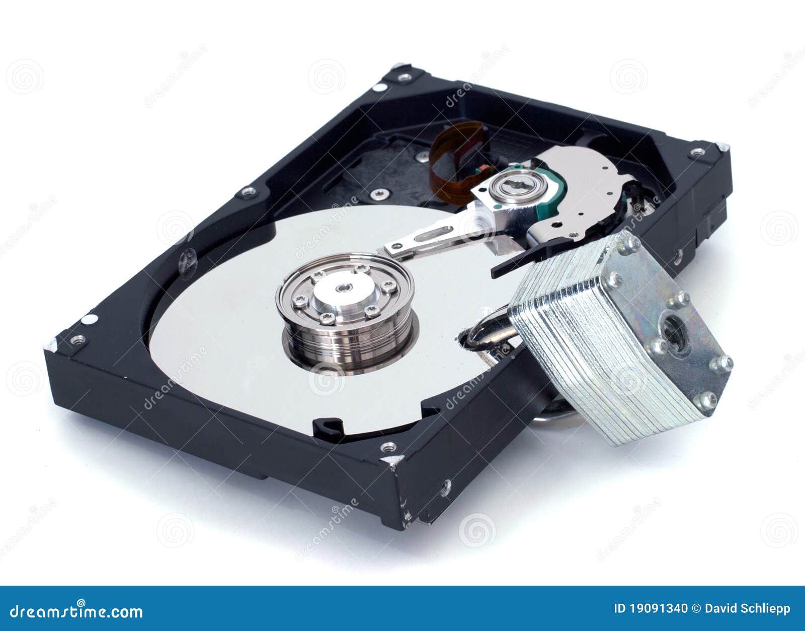 Padlock through Hard Drive with Shadow Stock Photo - Image of bytes ...