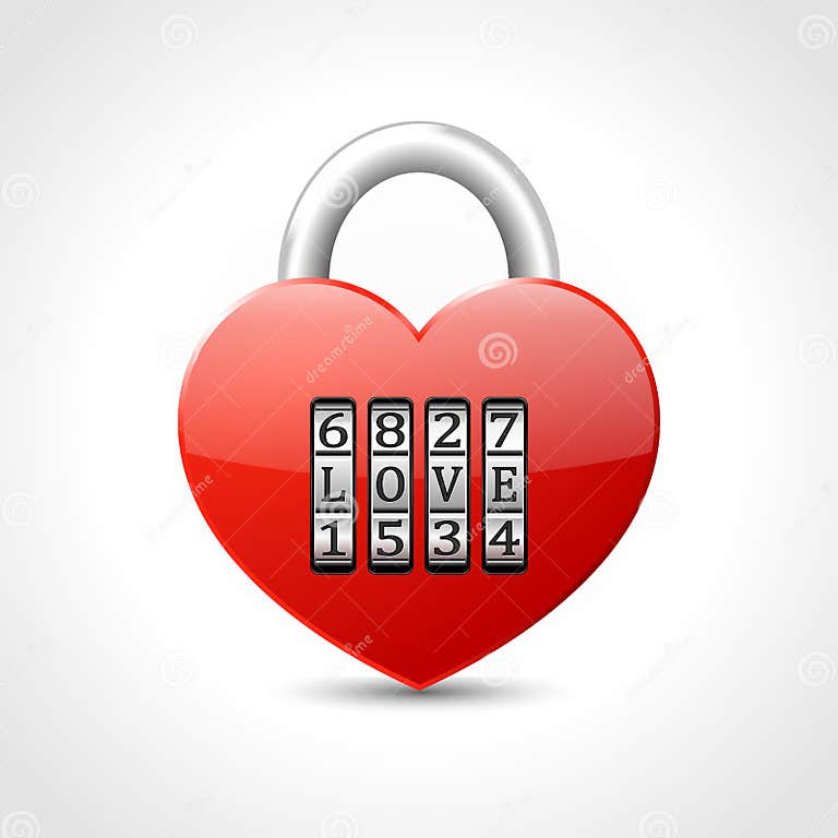 Padlock - Heart with Combination Lock Stock Vector - Illustration of ...