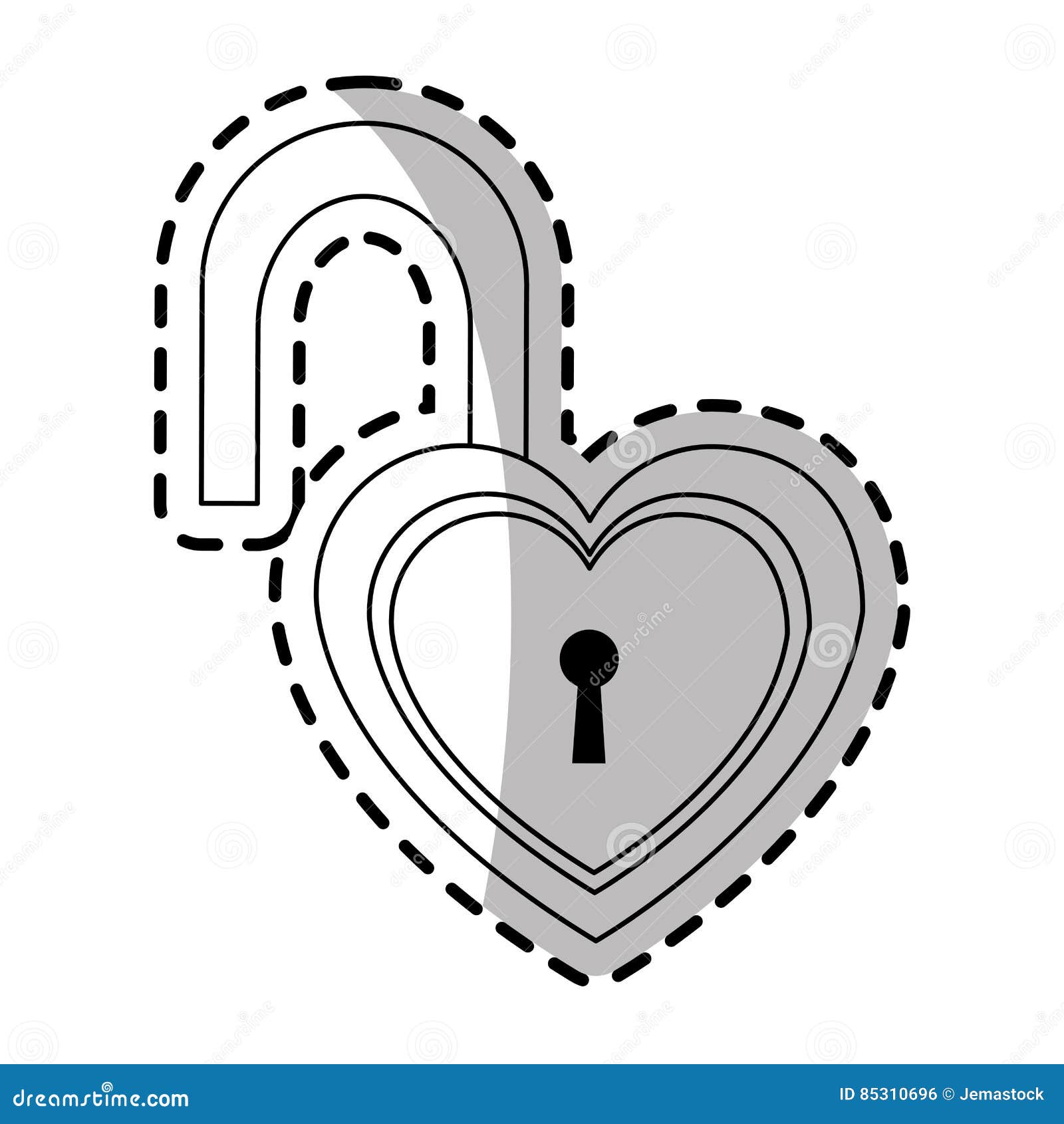 Padlock in heart shape stock vector. Illustration of vector - 85310696