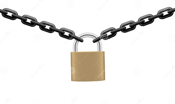 Padlock Holding Two Links of Chain Together Stock Vector - Illustration ...
