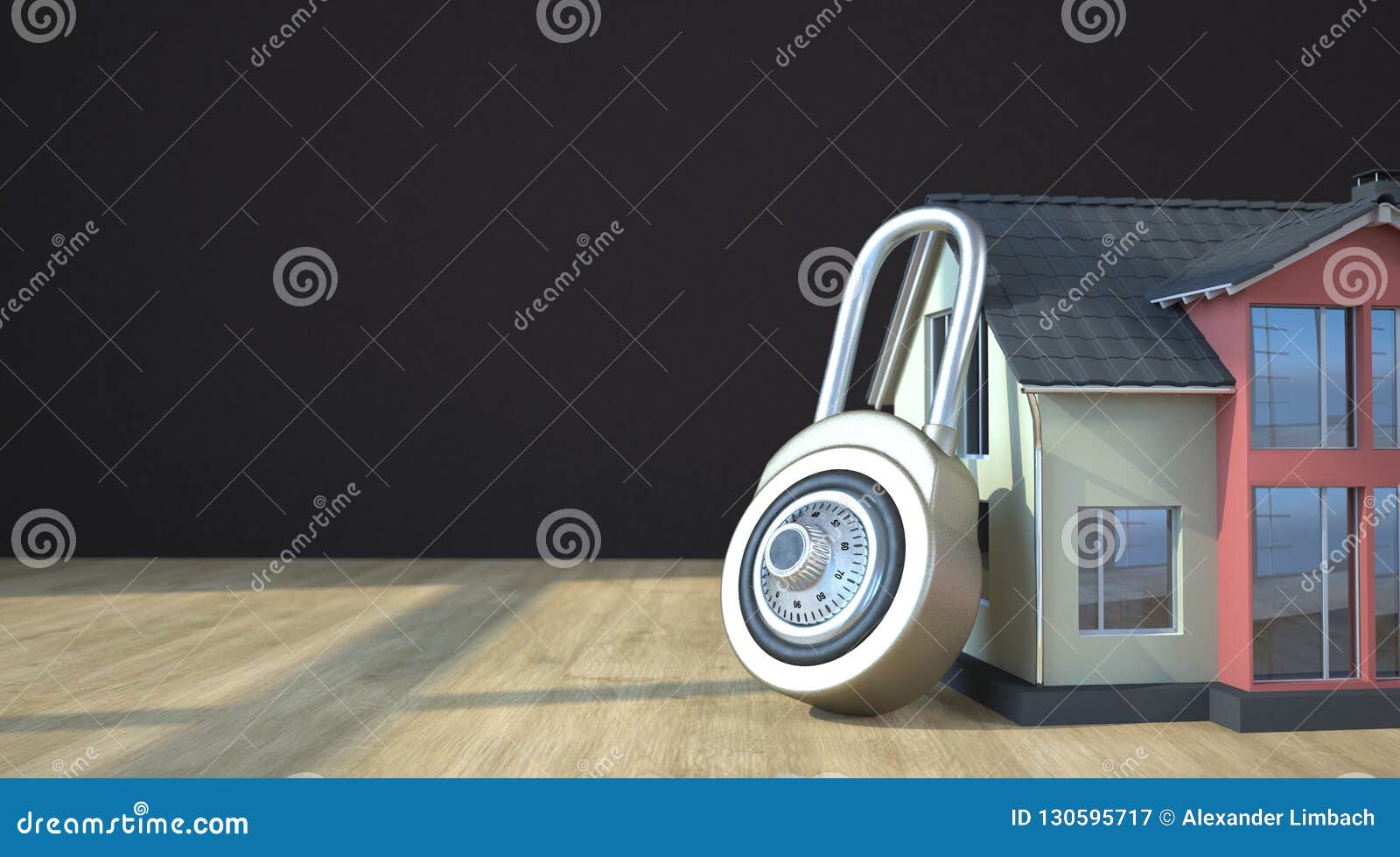 Padlock with house stock illustration. Illustration of protection ...