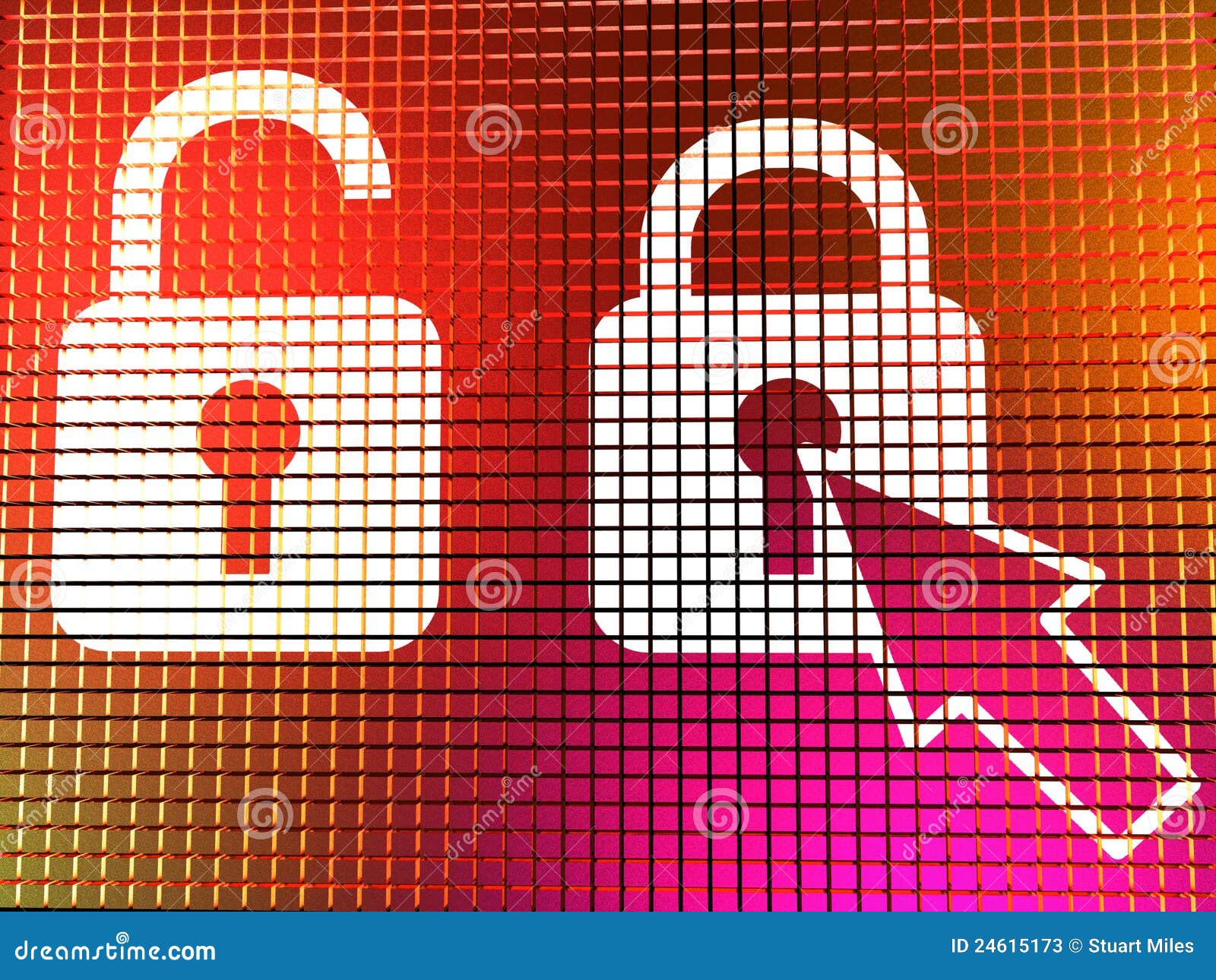 Padlock Icon on Computer Monitor Stock Illustration - Illustration of ...