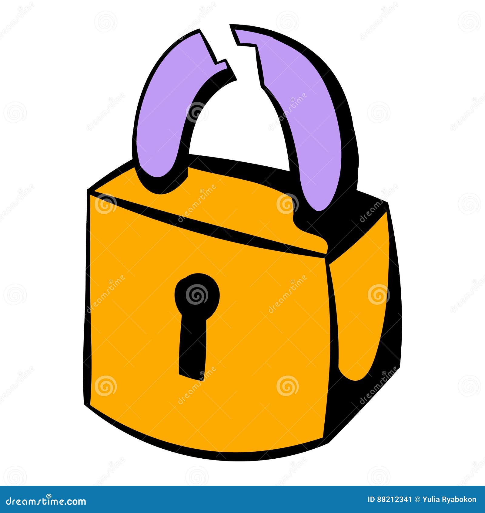 Padlock icon, icon cartoon stock vector. Illustration of steel - 88212341