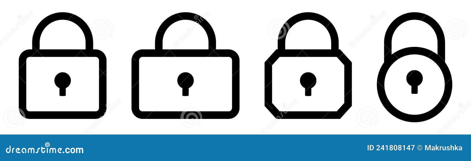 Padlock Icon Set. Outline Lock Symbol Vector. Padlock Icon In Line ... Padlock Icon Set. Outline Lock Symbol Vector. Padlock Icon In Line ...