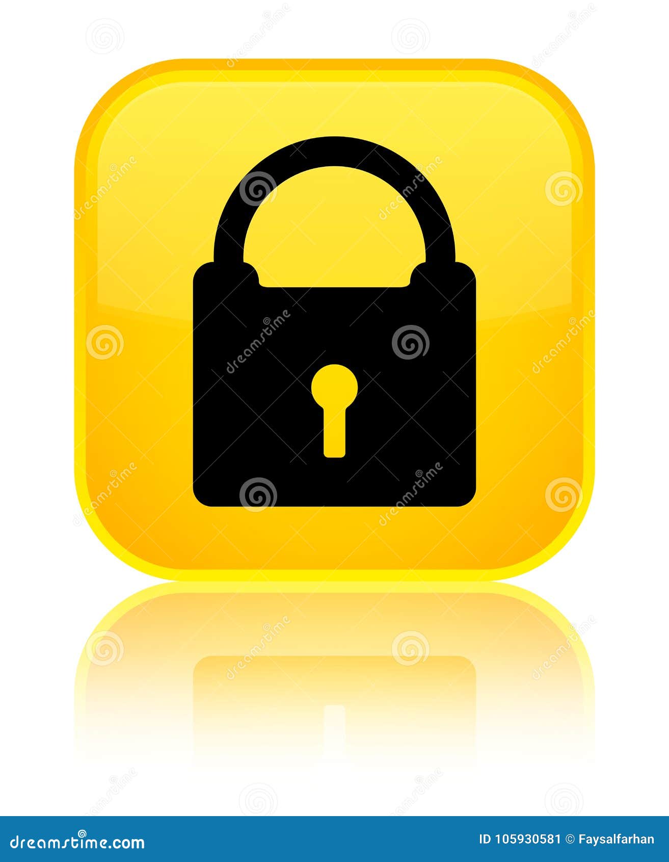 Padlock Icon Special Yellow Square Button Stock Illustration ...
