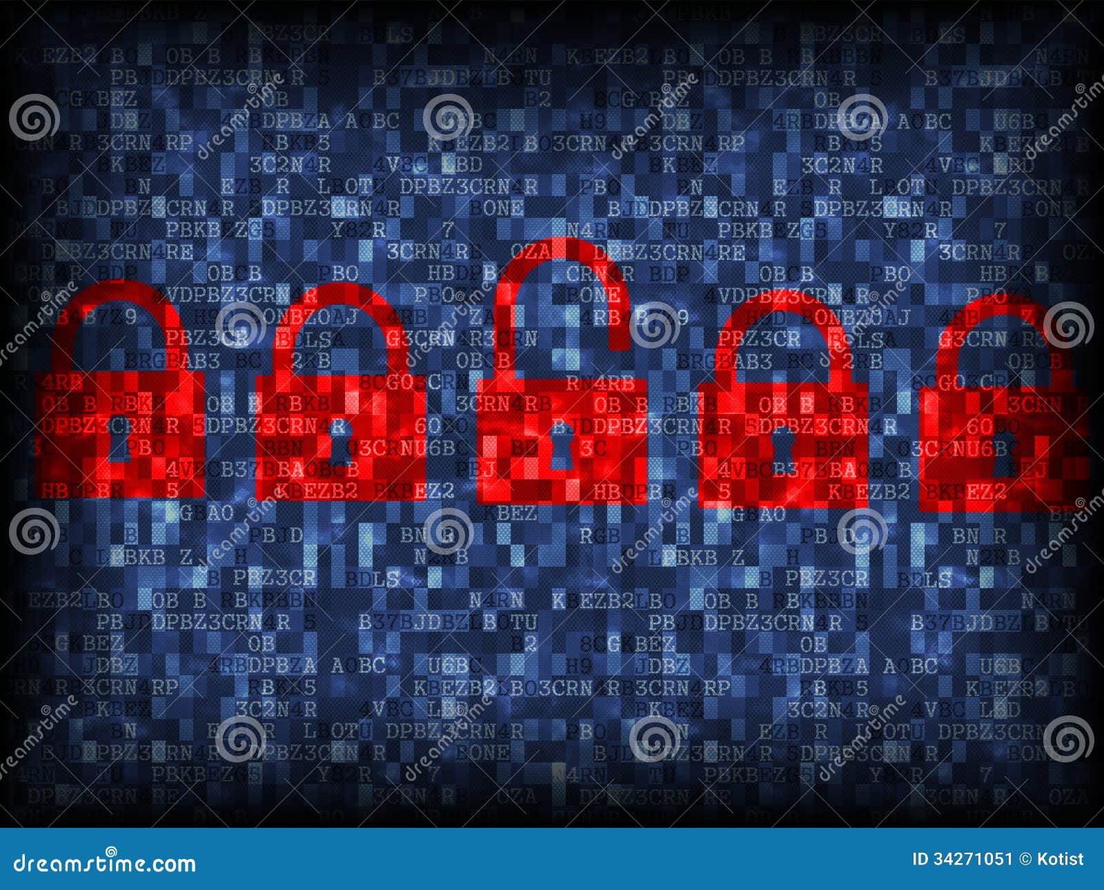 Padlock Icon on Tech Screen Stock Illustration - Illustration of hacker ...