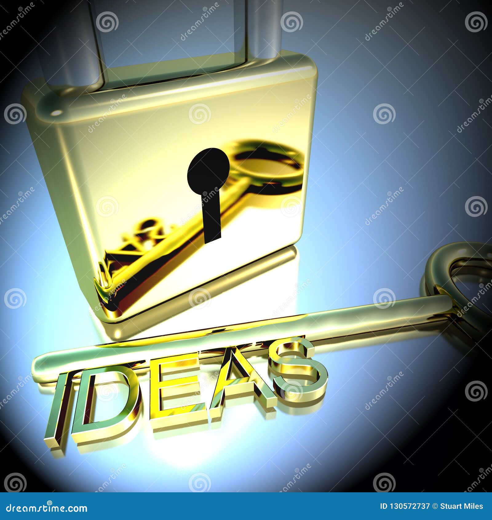 Padlock with Ideas Key Showing Improvement Concepts 3d Rendering Stock ...