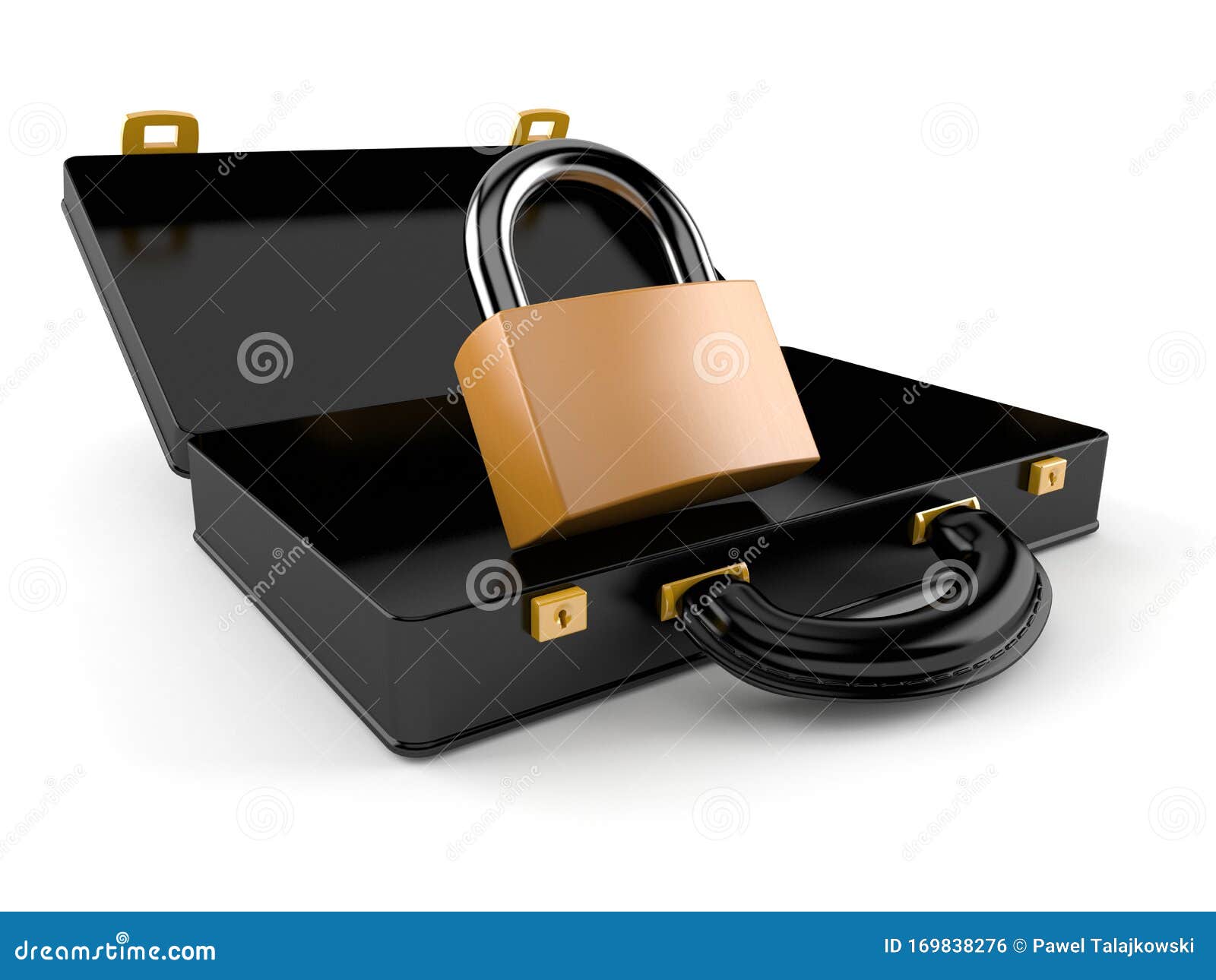 Padlock inside briefcase stock illustration. Illustration of privacy ...