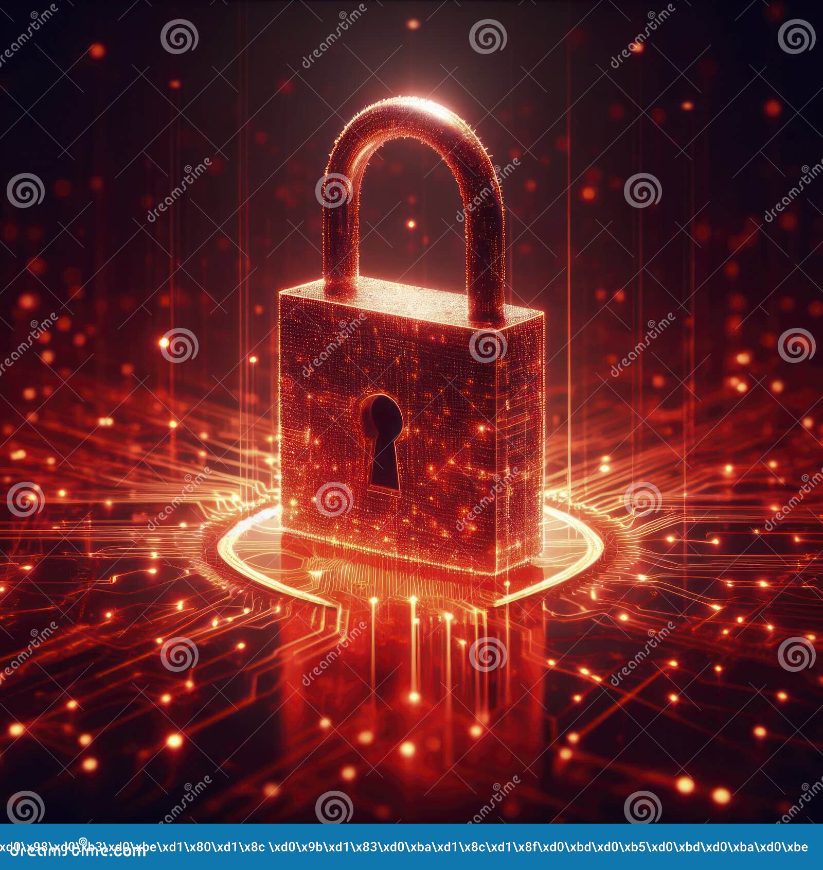 Padlock Inside Red Glowing Cyber Network. Danger of Cyber Attacks ...