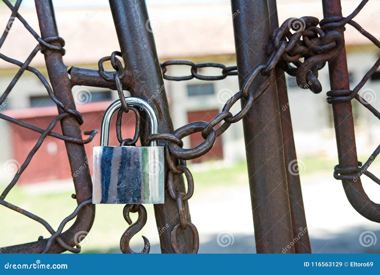 Iron Chains, Hanging From Iron Poles, A Symbol Of Cruelty. Dusty Dirty ...