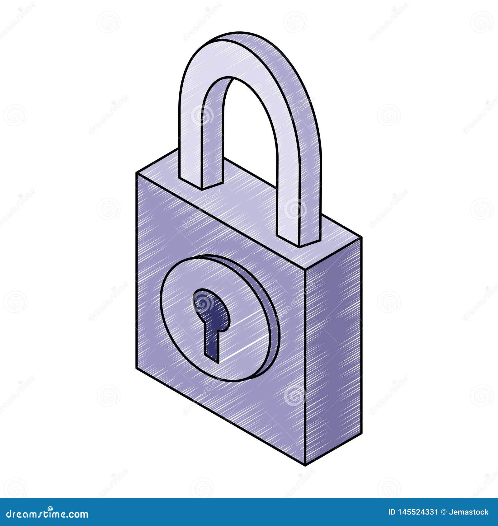 Padlock Isometric Symbol Scribble Stock Vector - Illustration of danger ...