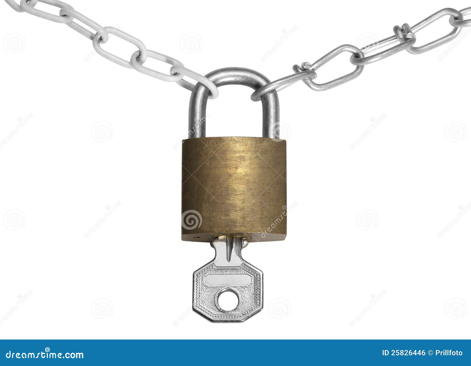 Padlock with Key and Chains Stock Photo - Image of clipping, group ...