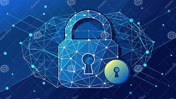 Padlock and Key. Cyber Security. Polygonal Wireframe Mesh Lines and ...