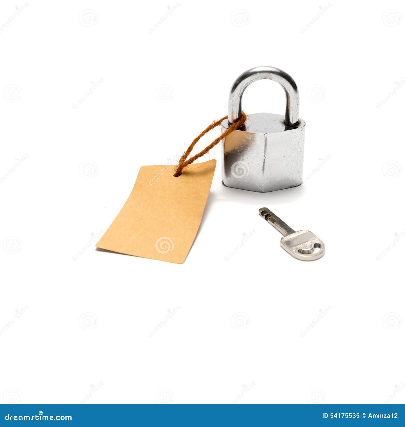 Padlock and key with tag stock image. Image of secure - 54175535