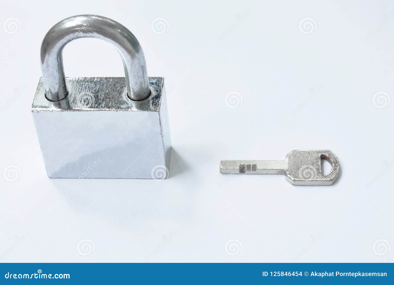 Padlock and Key on White Background Stock Photo - Image of heavy ...