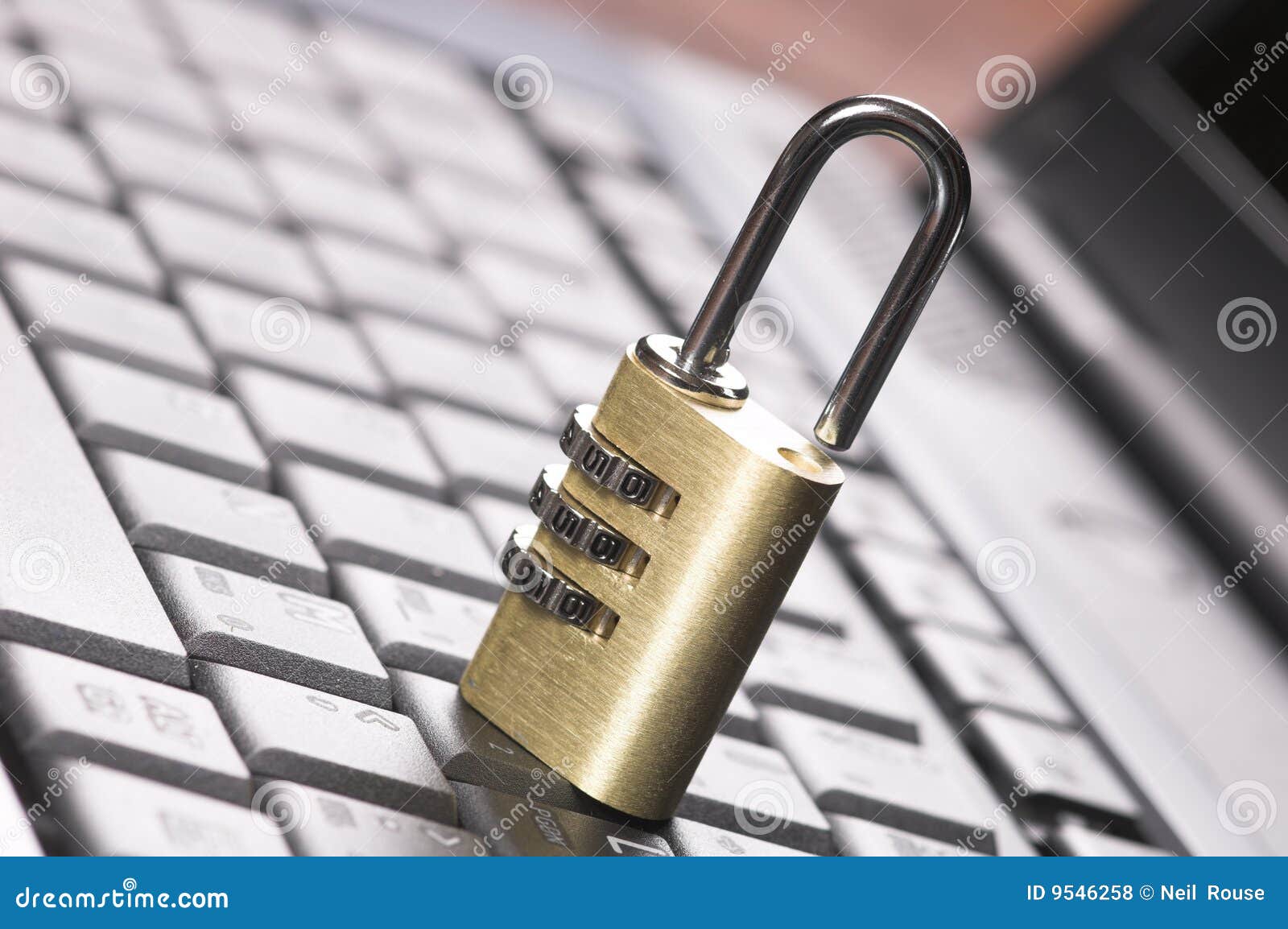 Padlock on Keyboard stock photo. Image of technology, laptop - 9546258