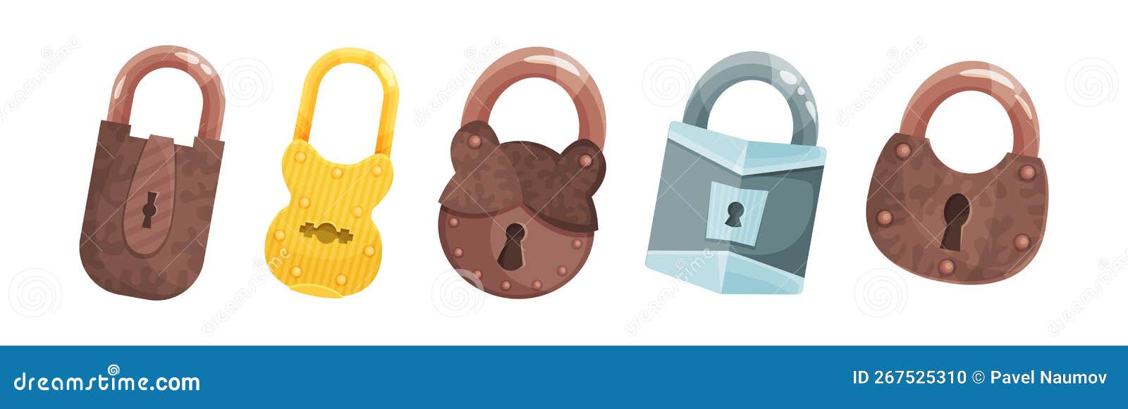 Padlock with Keyhole As Security Mechanism Vector Set Stock Vector ...