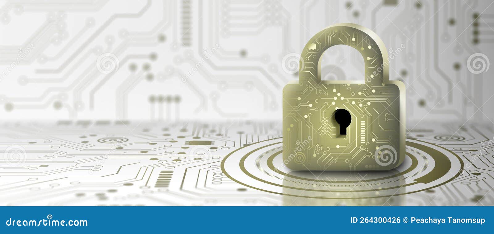 Padlock with Keyhole in Data Security on Circuit. Modern Safety Digital ...