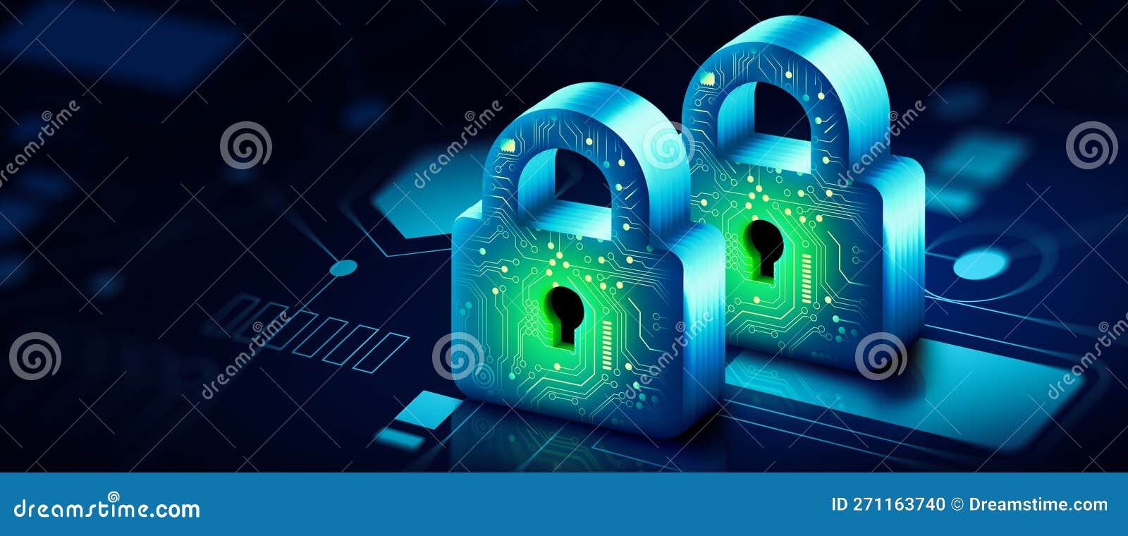 Padlock with Keyhole in Data Security on Circuit. Modern Safety Digital ...