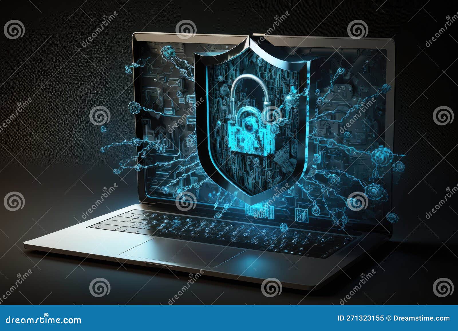 Illustration of Cyber Online Security with High-tech Padlock Protecting ...