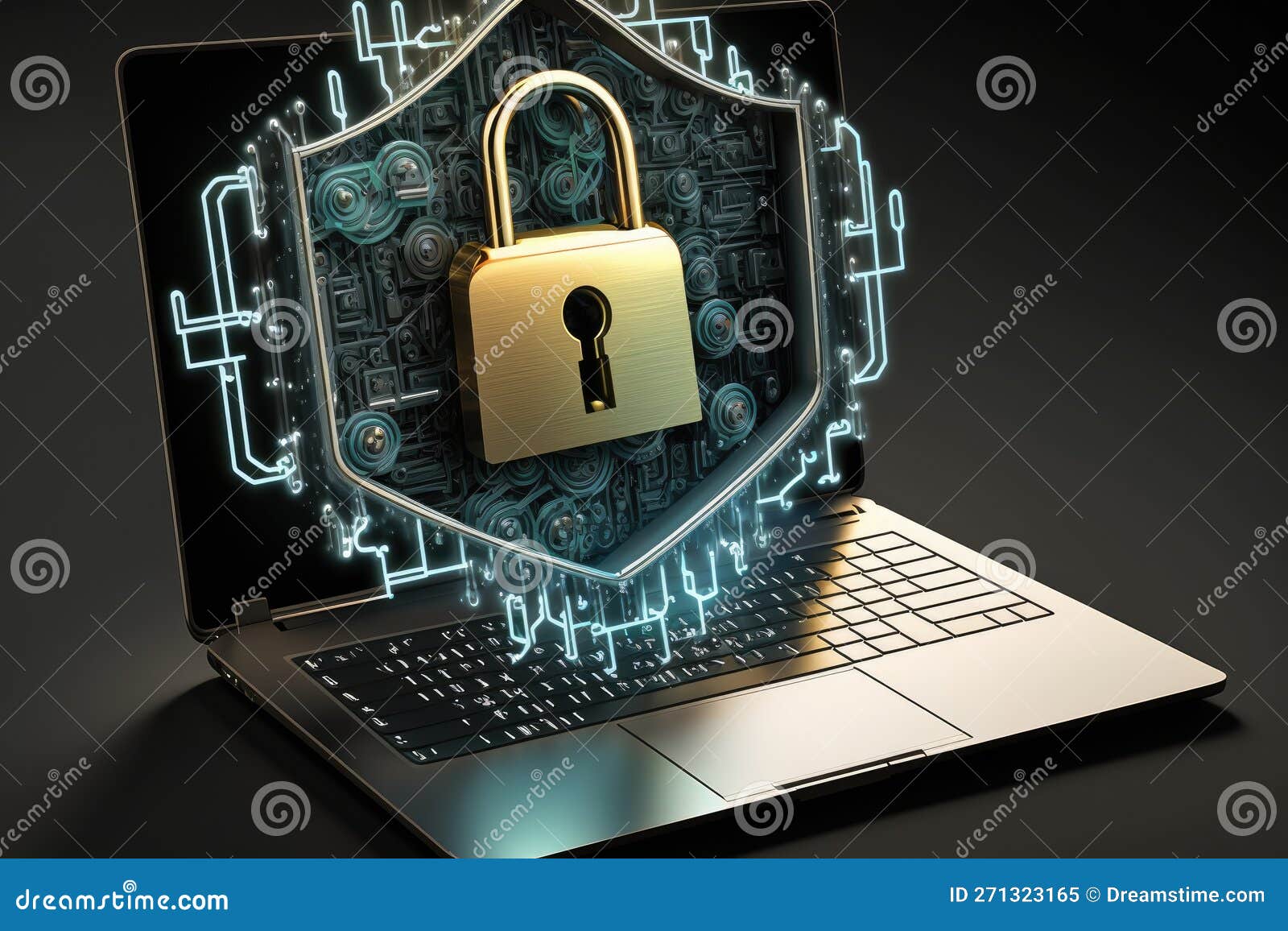 Illustration of Cyber Online Security with High-tech Padlock Protecting ...