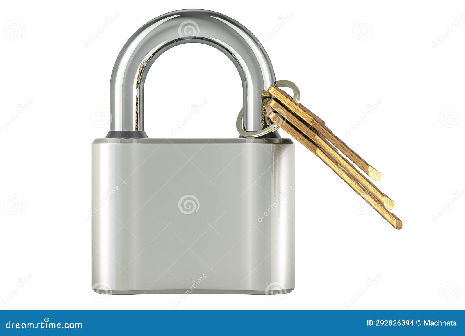 Padlock with Keys, Front View. 3D Rendering Stock Illustration ...