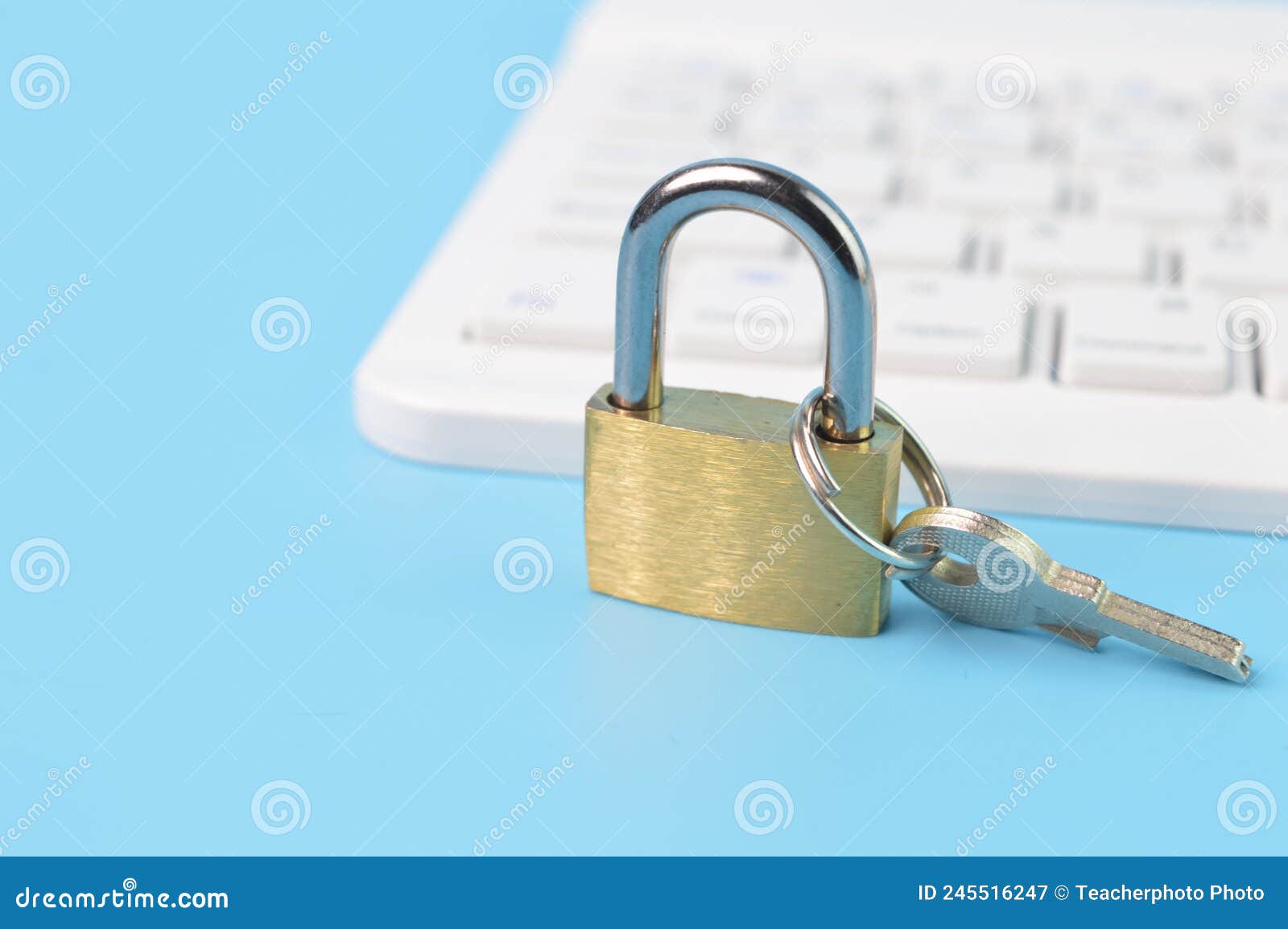 Padlock, Keys and Laptop Keyboard. Cyber Security Concept Stock Image ...
