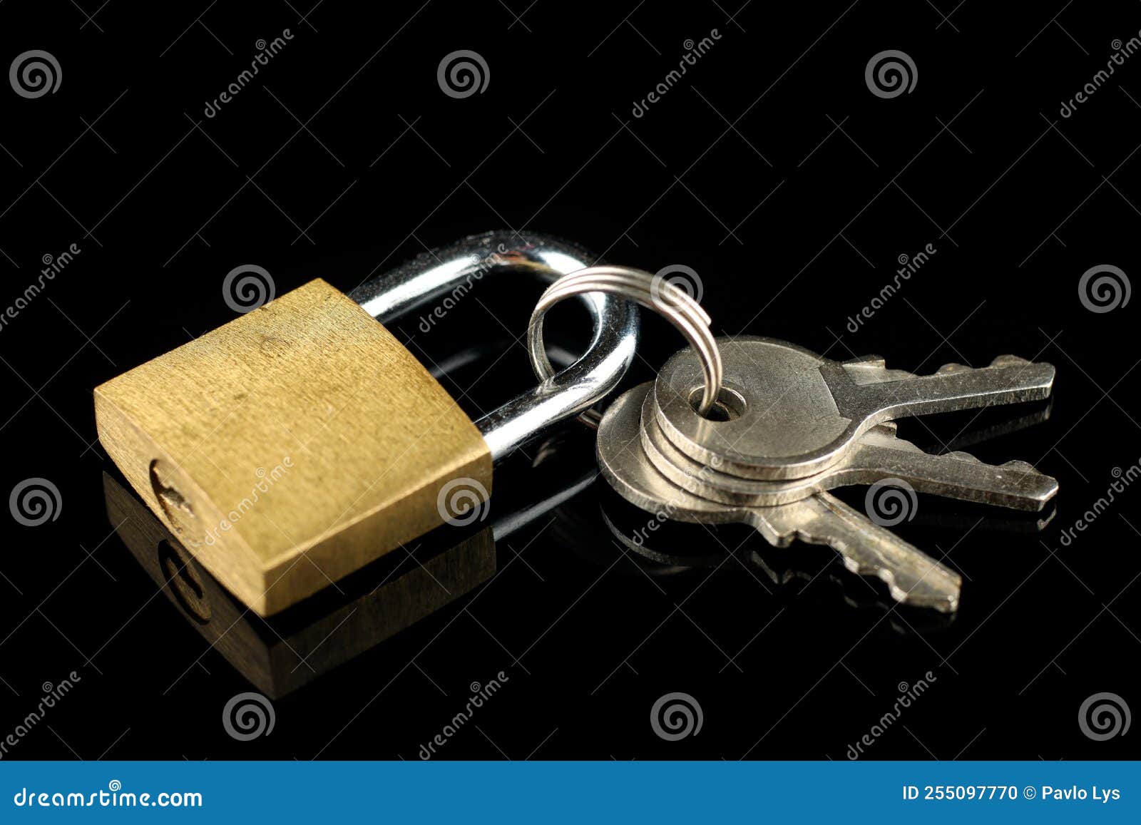 Padlock with Keys. Metallic Lock and Key Stock Photo - Image of ...