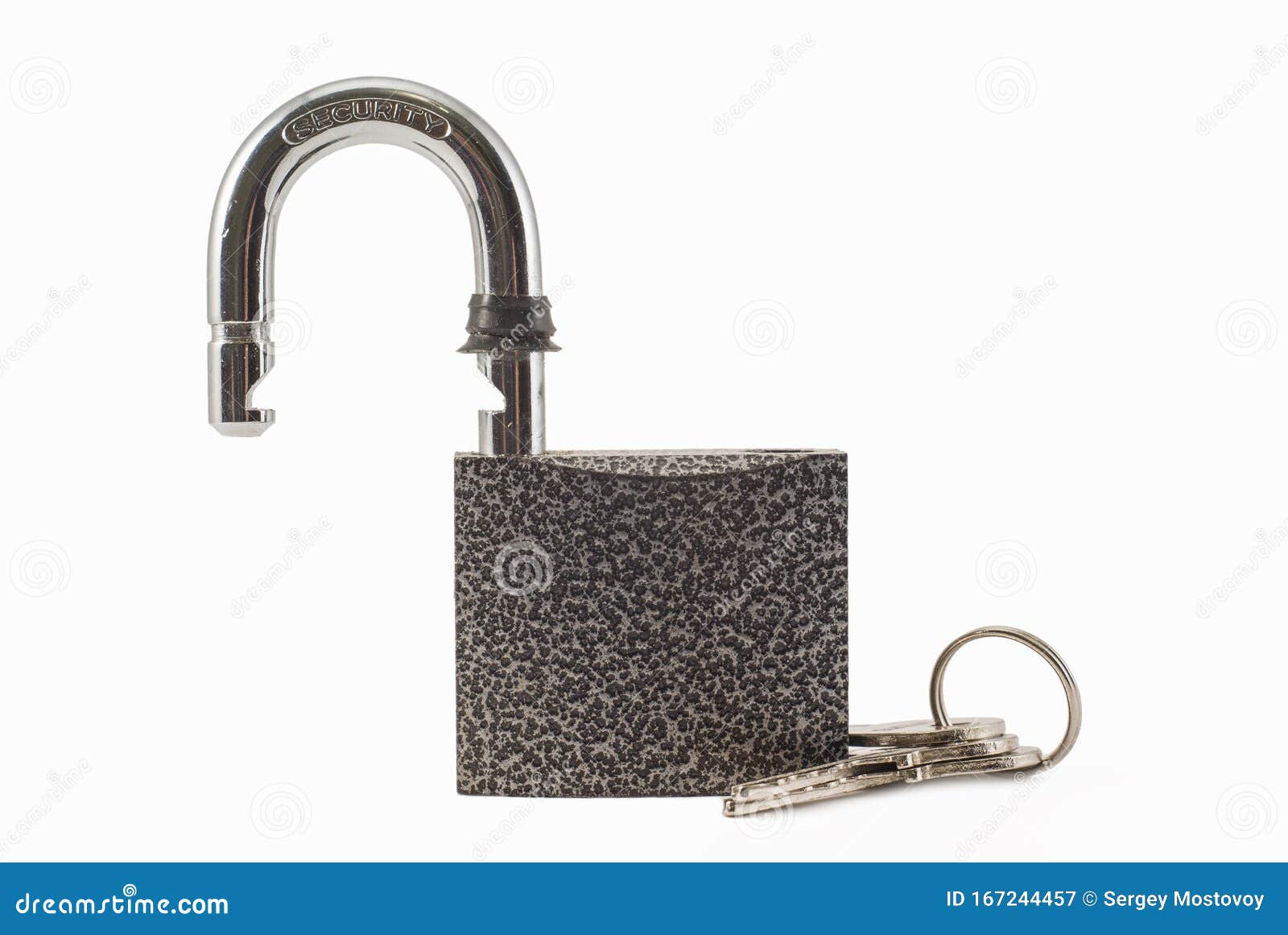 Padlock and Keys on a White Background. the Lock is Not Locked Stock ...