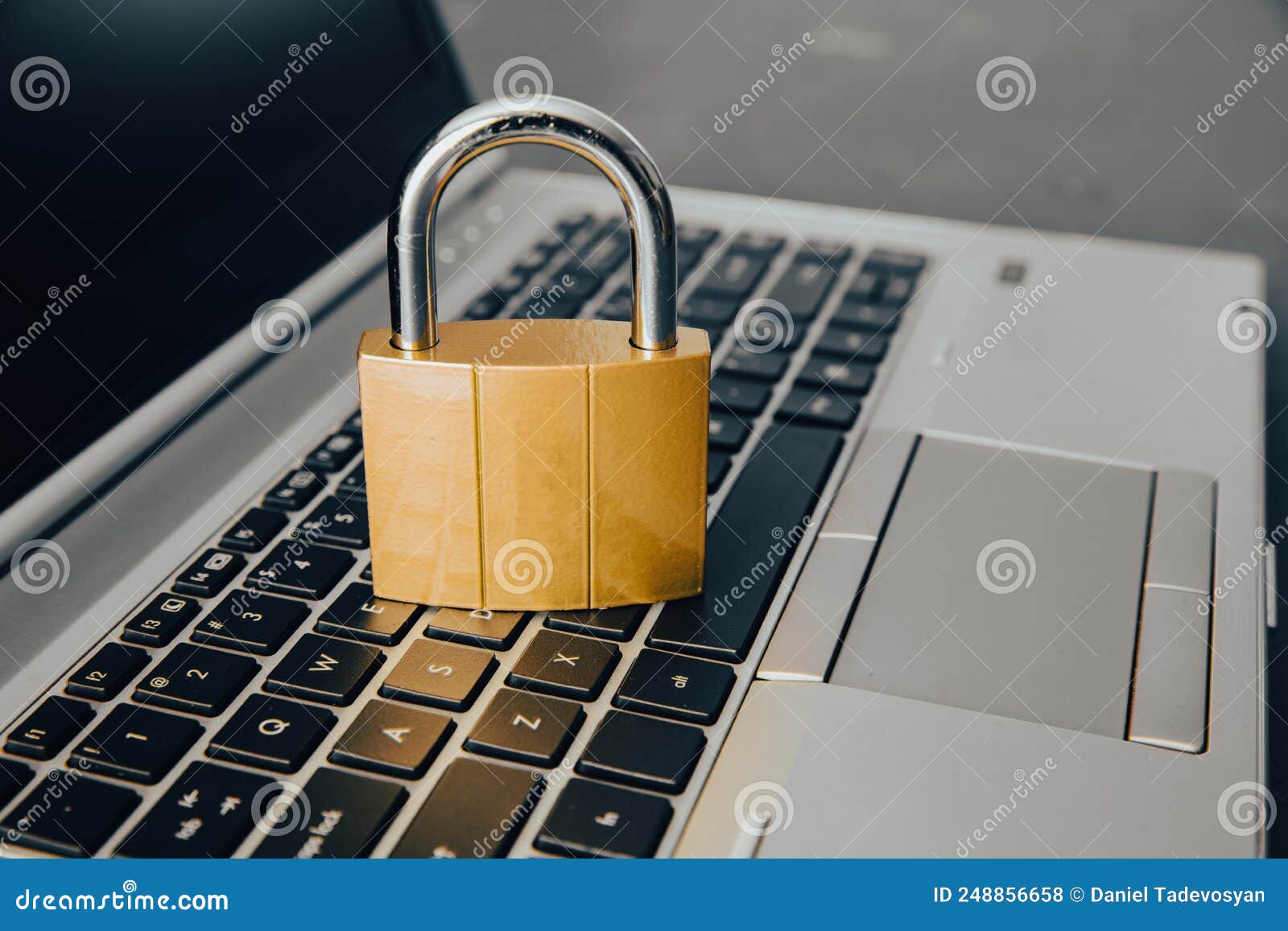 Padlock on a Laptop Computer Keyboard Stock Photo - Image of internet ...
