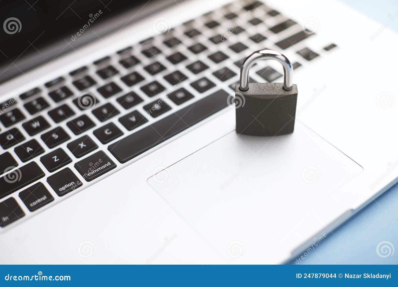 Laptop and padlock stock photo. Image of abstract, global - 247879044