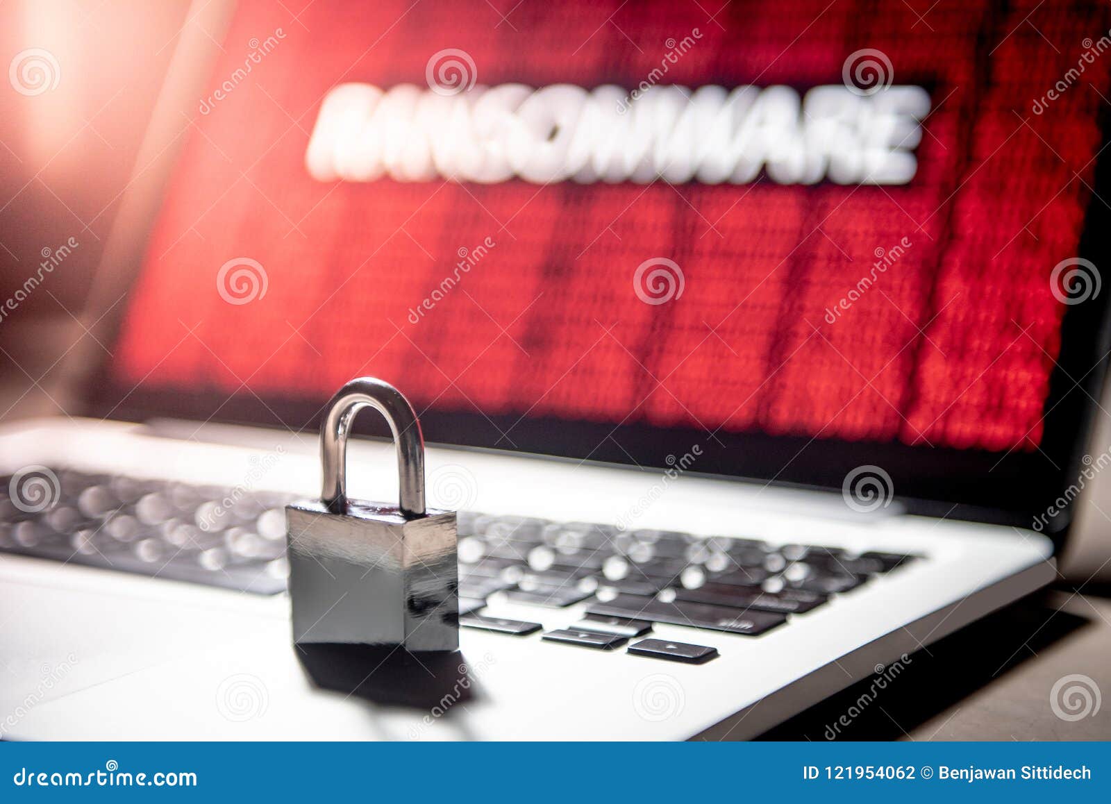 Padlock on Laptop with Ransomware Attack Screen Stock Photo - Image of ...
